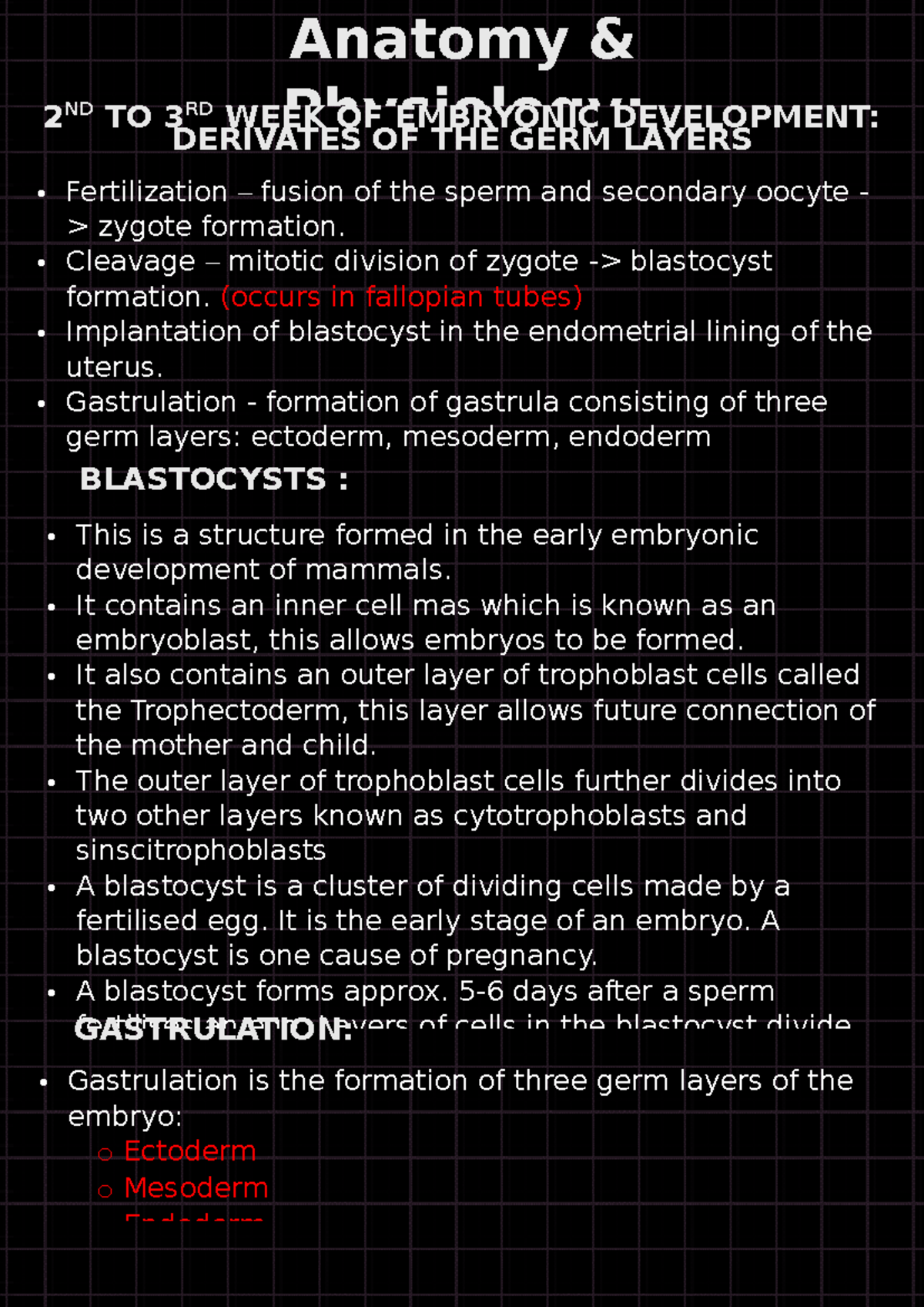 Embryonic development Anatomy notes 1 - 2 ND TO 3 RD WEEK OF EMBRYONIC ...