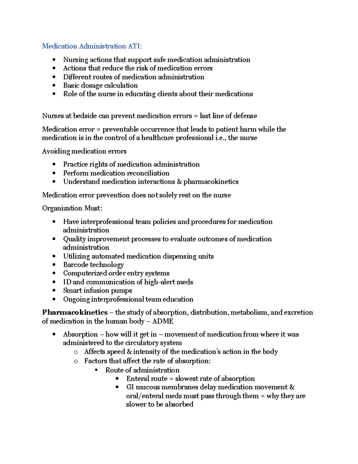 Fundamentals Exam 3 Study Guide - Medication Administration ATI ...