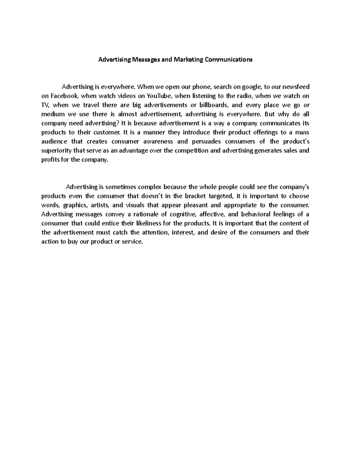Advertising Messages and Marketing Communications - Advertising ...