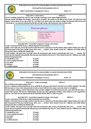 XII Science IT Practical 2022-23 HTML & JSP - Advanced Web Designing ...