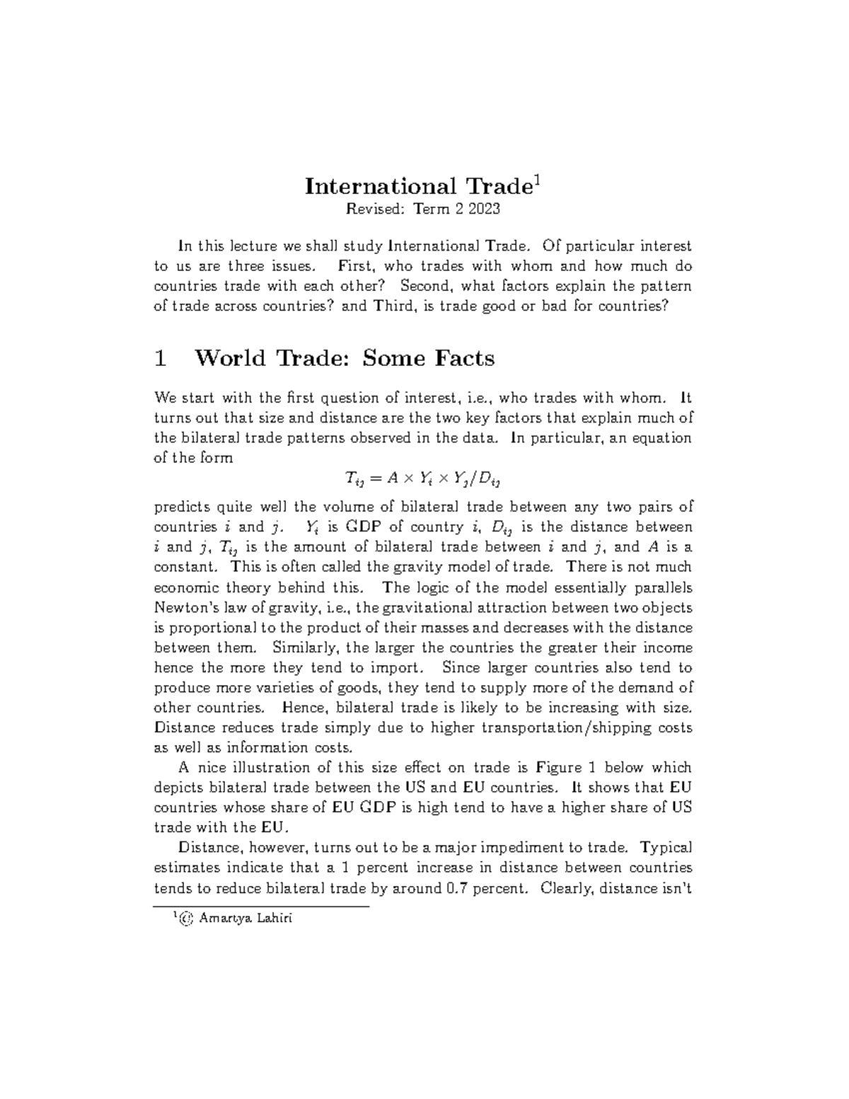 Trade notes 2023 - International Trade 1 Revised: Term 2 2023 In this ...