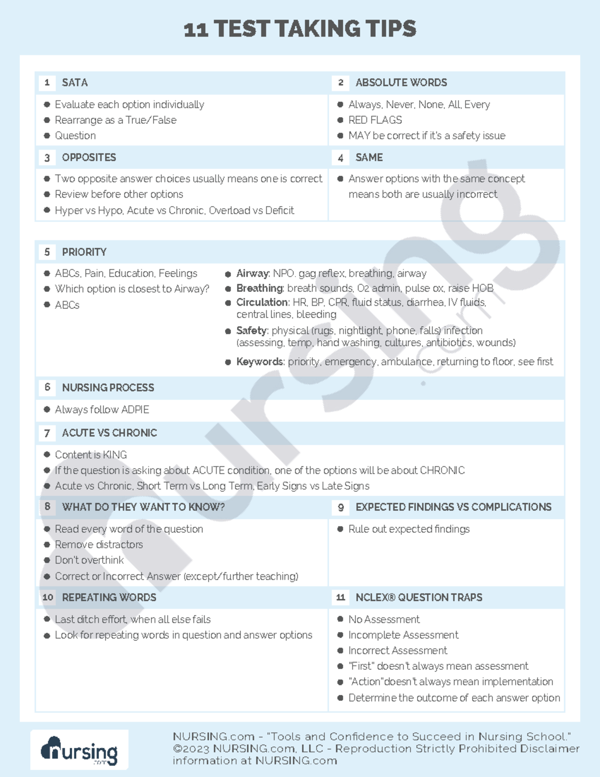 Cs-test-002-11 test taking tips updated-branding - NURSING - “Tools and ...