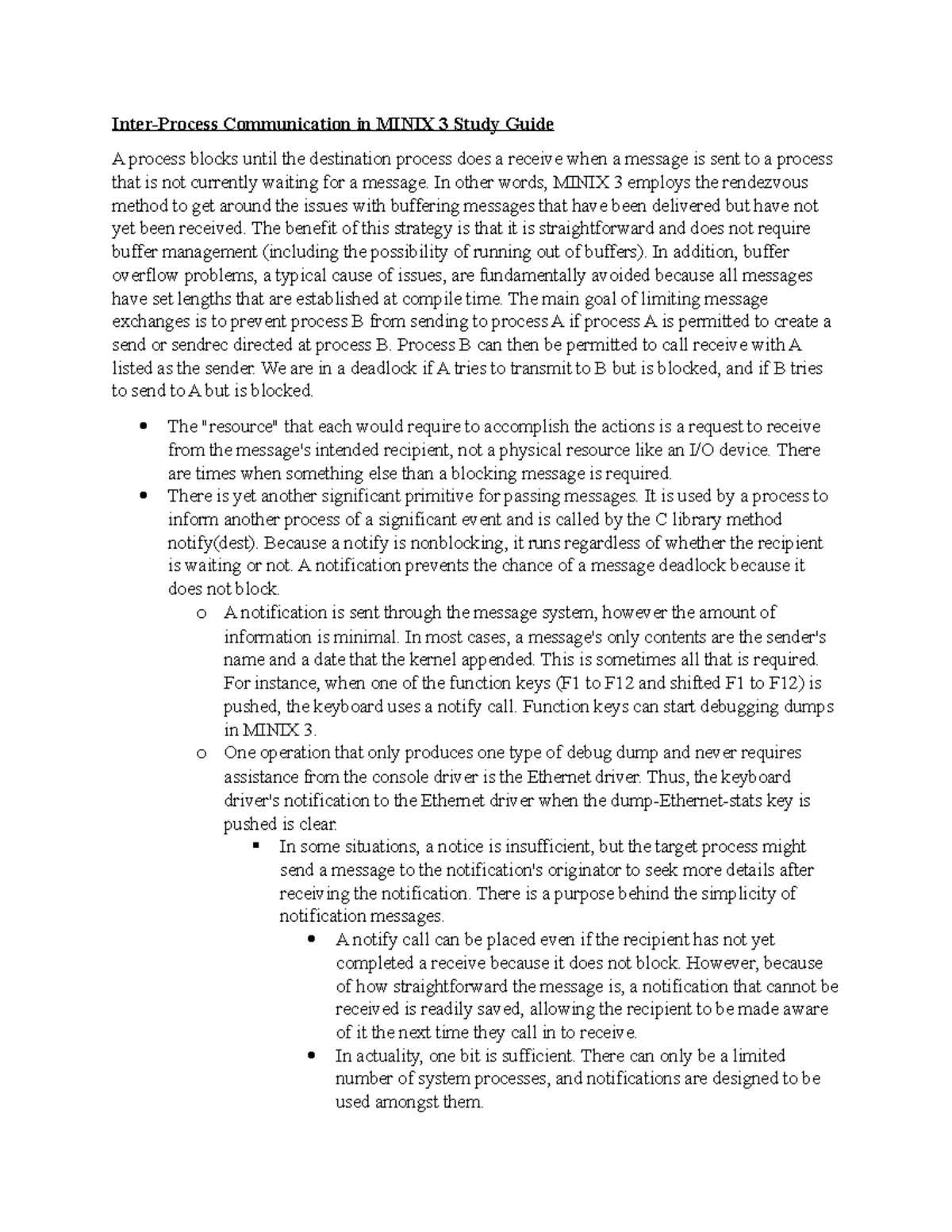 Inter-Process Communication in Minix 3 Study Guide - Inter-Process Communication in MINIX 3 ...