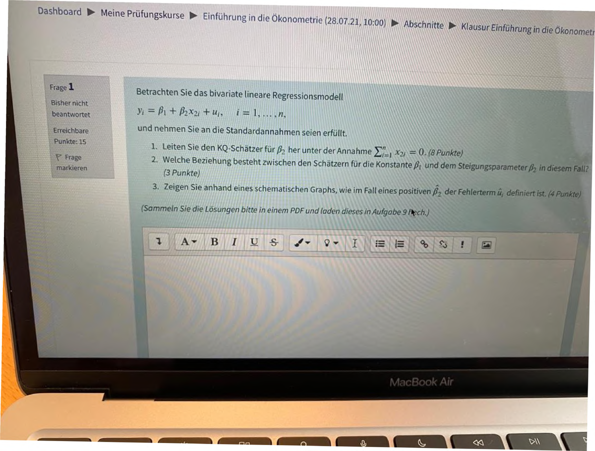 Klausur So Se2021 1 - Dashboard MeinePrü fungskurse Einfü hrung in dieÖ ...