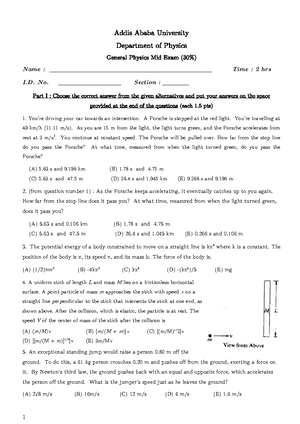 Physics mid 2021 - mid exam - Physics freshman course - Studocu