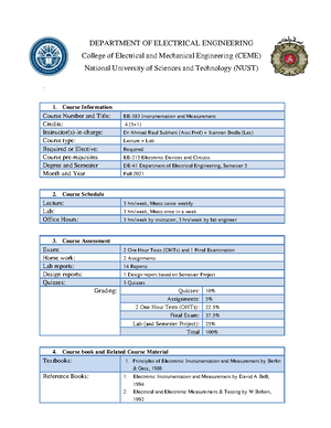 EE-421 DSD Course Outline - DEPARTMENT OF ELECTRICAL ENGINEERING College of Electrical and - Studocu