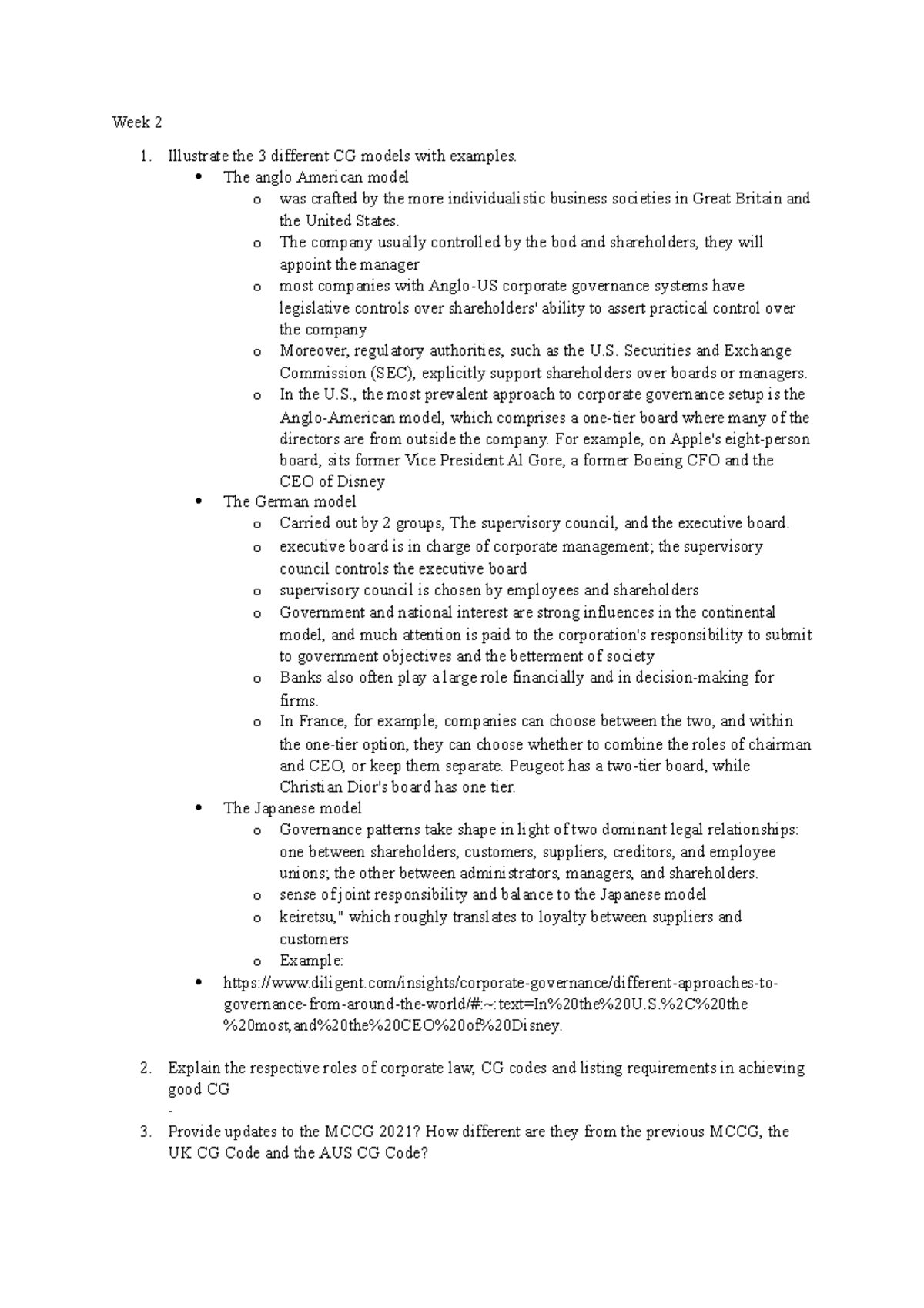 Week 2 - tutorial work - Week 2 Illustrate the 3 different CG models with examples. The anglo ...