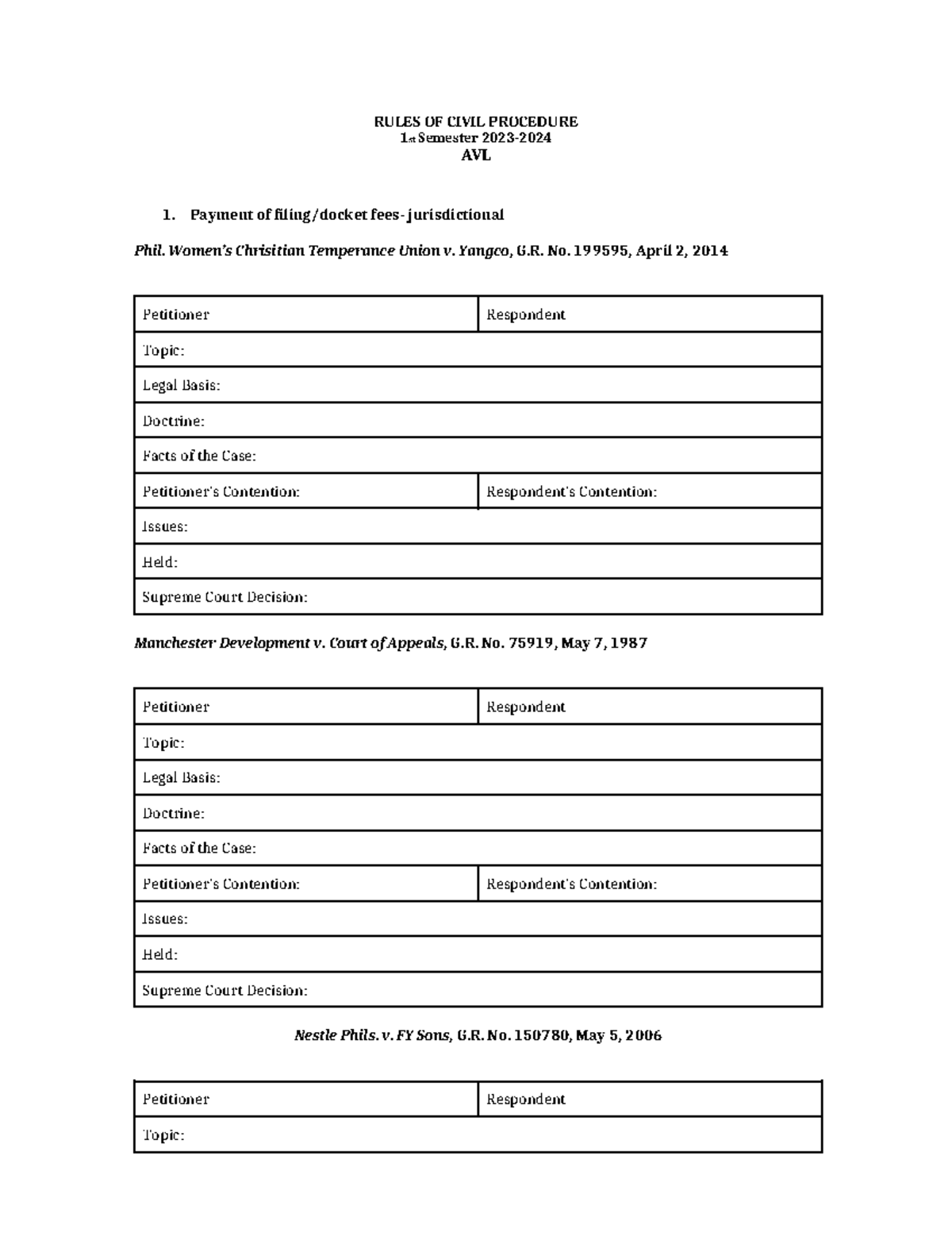 Civil Procedure Case Digests PART 2 - RULES OF CIVIL PROCEDURE 1 st ...