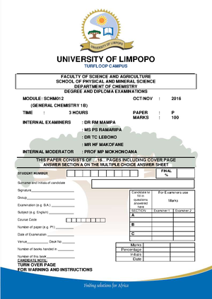 Solutions SCHM012 Test 3 (2022) - UNIVERSITY OF LIMPOPO FACULTY OF ...