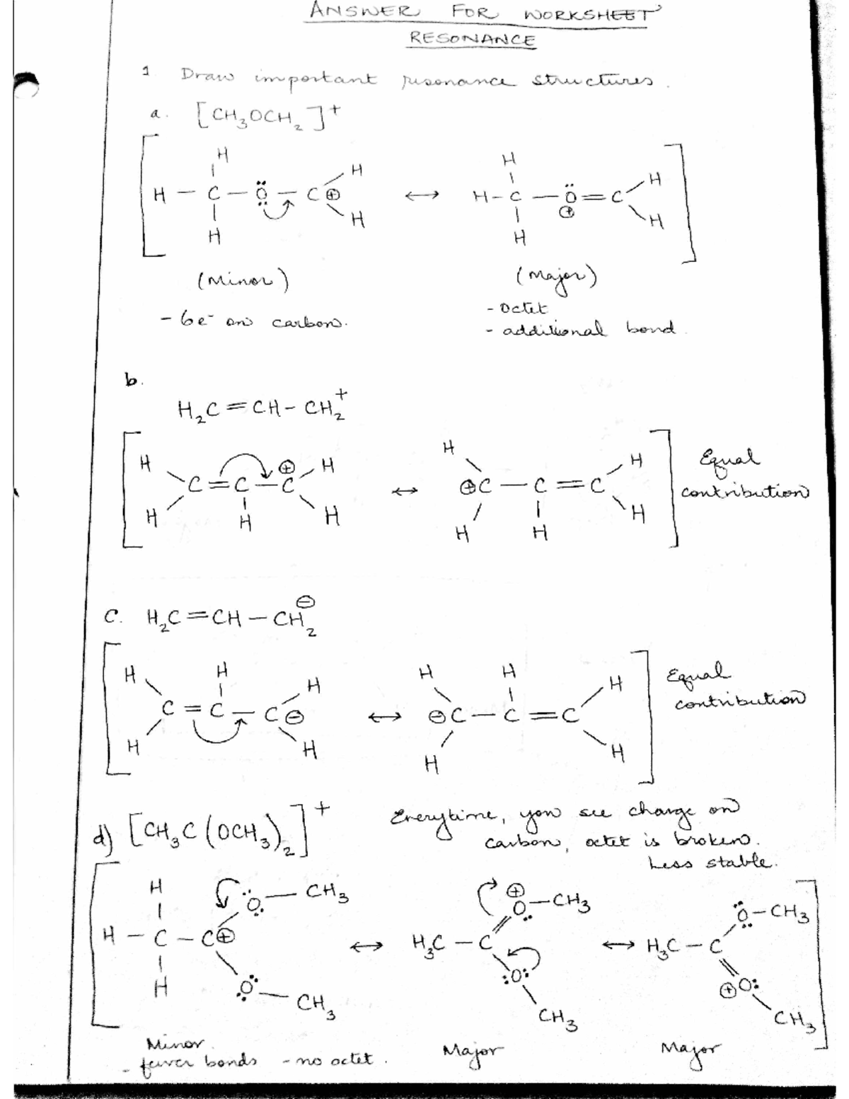 Worksheet 2 Resonance Answers CHEM 26101 Studocu