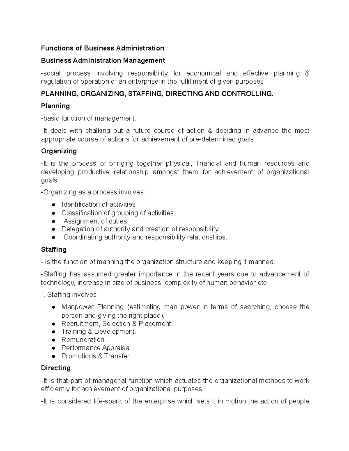Functions of Business Administration-notes - Functions of Business ...