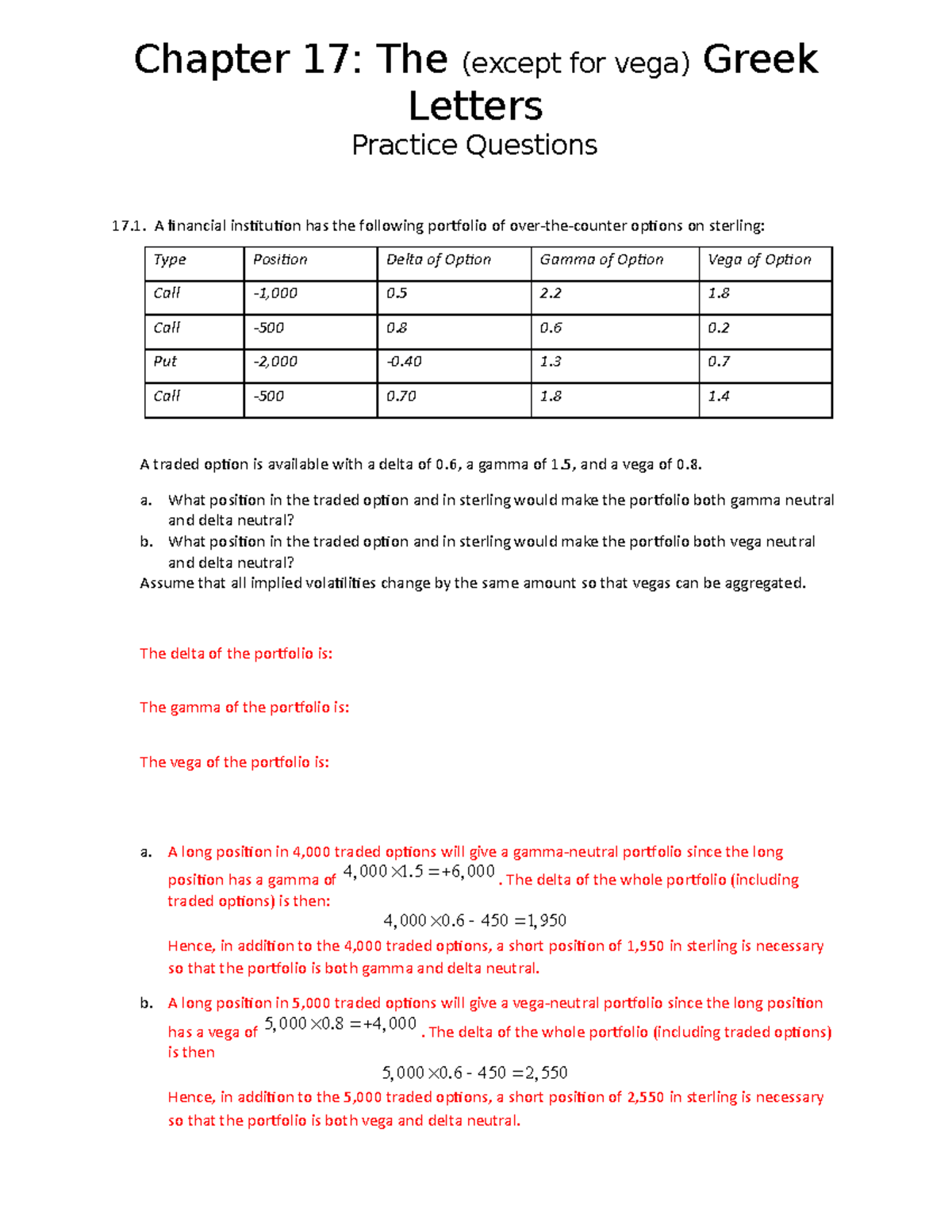 Classroom problems Ch17 - A - Chapter 17: The (except for vega) Greek ...