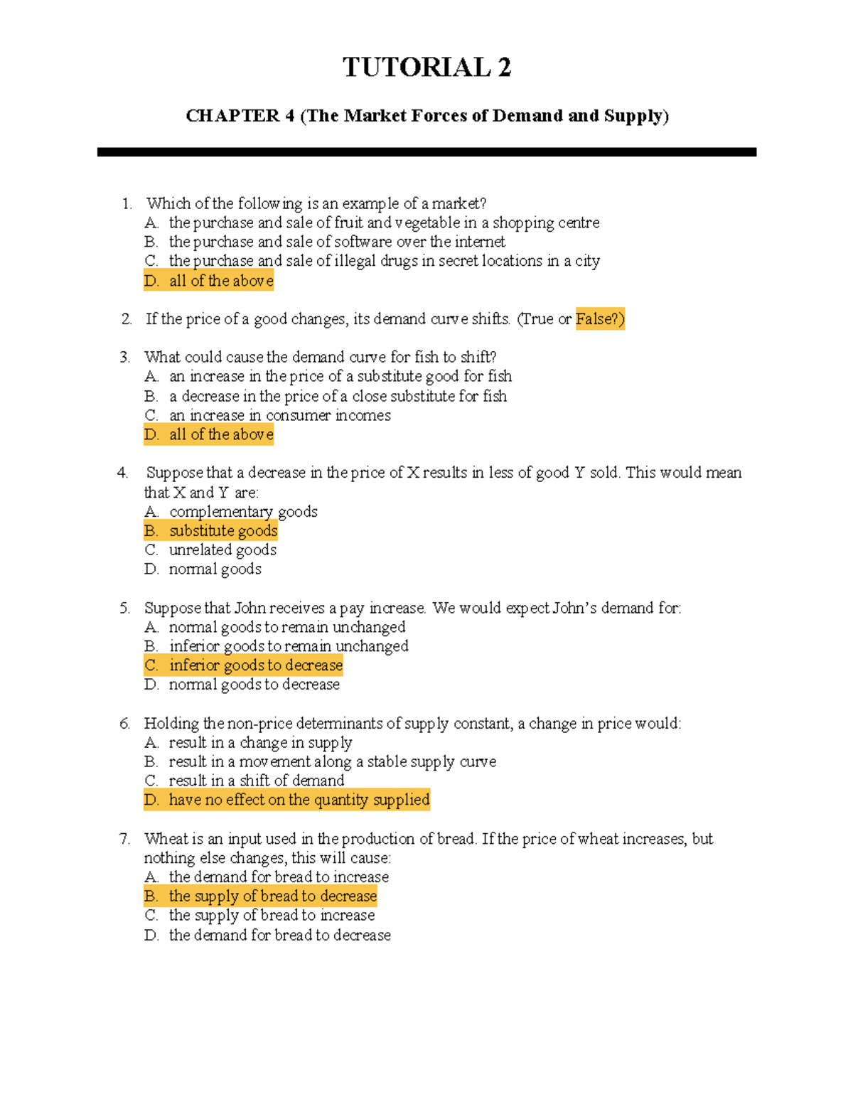 Tutorial 2 Homework Questions & Answers - TUTORIAL 2 CHAPTER 4 (The ...