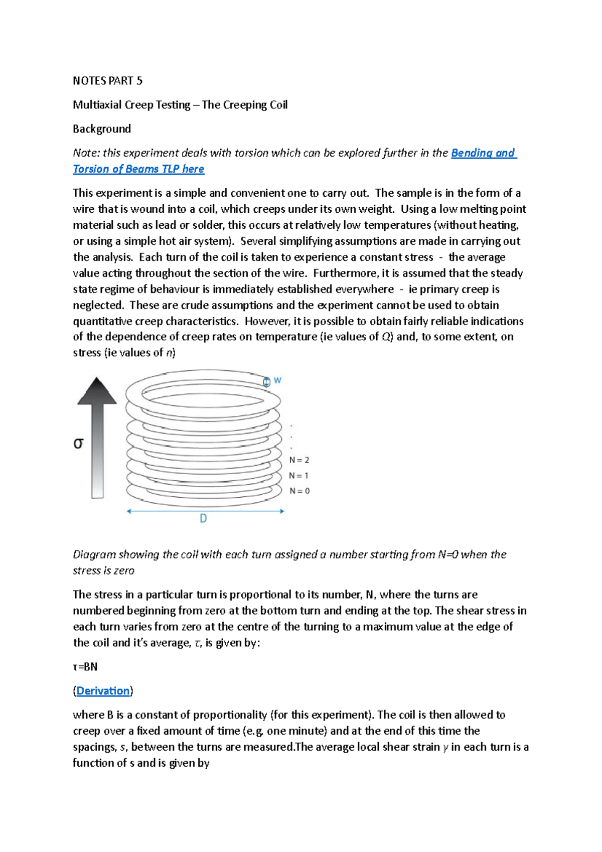 Notes PART 7 - 2020 - NOTES PART 5 Multiaxial Creep Testing – The ...
