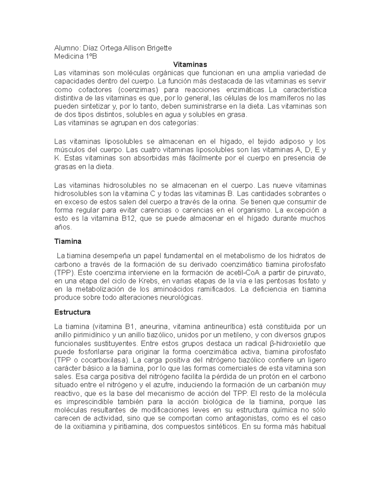 Copia de vitaminas - Vitamina - Alumno: Díaz Ortega Allison Brigette ...