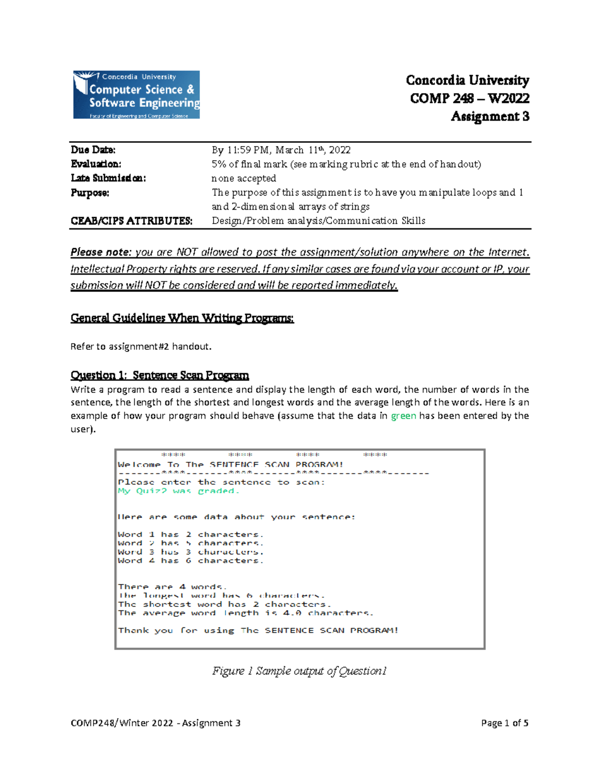 COMP248 A3 W2022 - ASSIGNMENT 3 - Concordia University COMP 2 48 – W2 ...