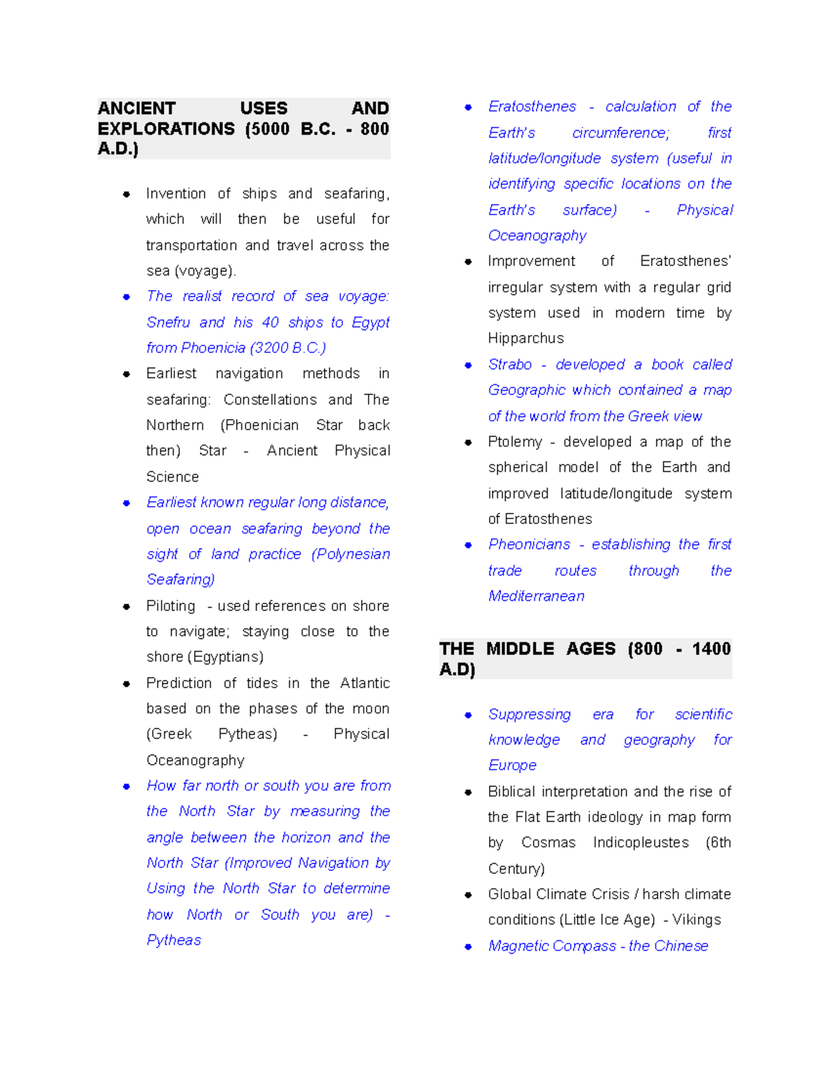 BIO 35 Unit 1 Chapter 2 - ANCIENT USES AND EXPLORATIONS (5000 B. - 800 ...