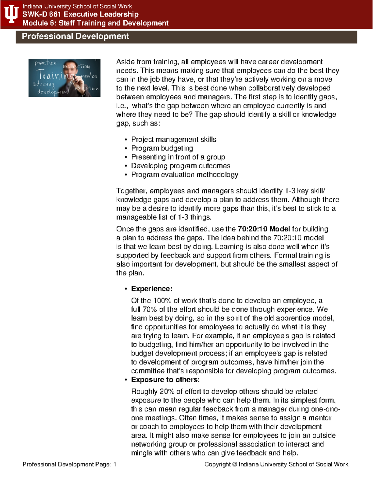 Professional Development - Indiana University School of Social Work SWK ...