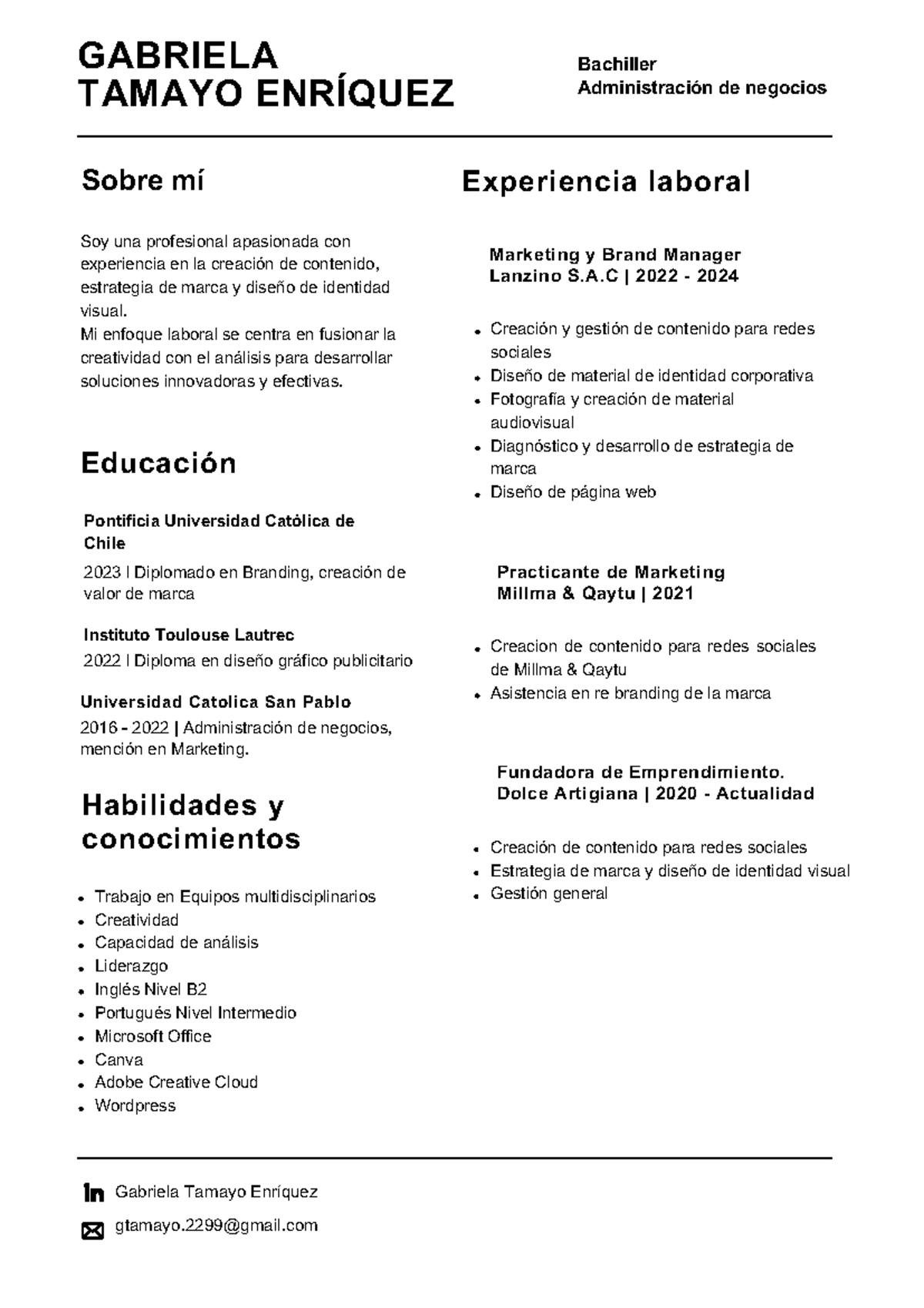 CV- Gabriela Tamayo 2024 - Gabriela Alexandra Tamayo Enriquez ...
