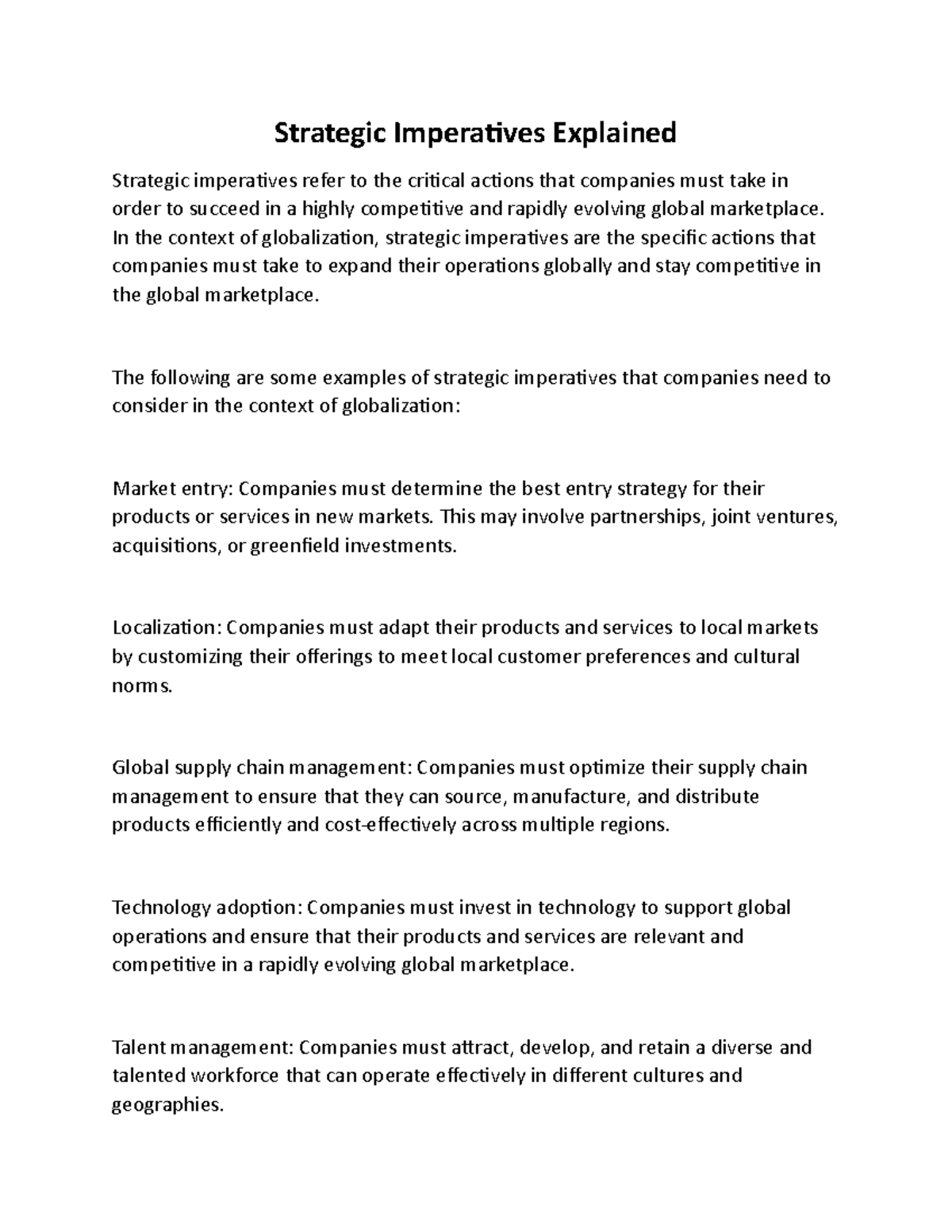 Strategic Imperatives Explained - Strategic Imperatives Explained ...