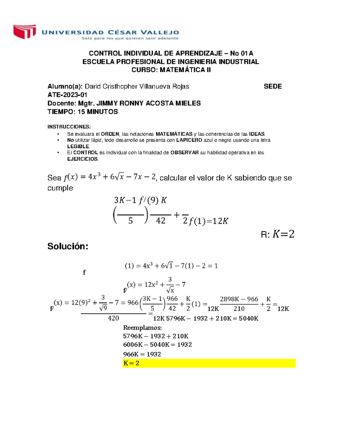 Control Individual 01- A darid - CONTROL INDIVIDUAL DE APRENDIZAJE – No ...