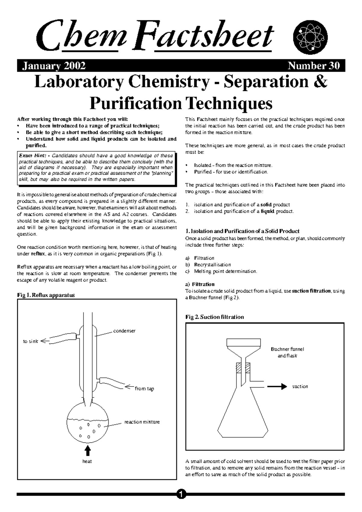 Unit 6 Laboratory Chemistry Seperation and Purification Techniques ...
