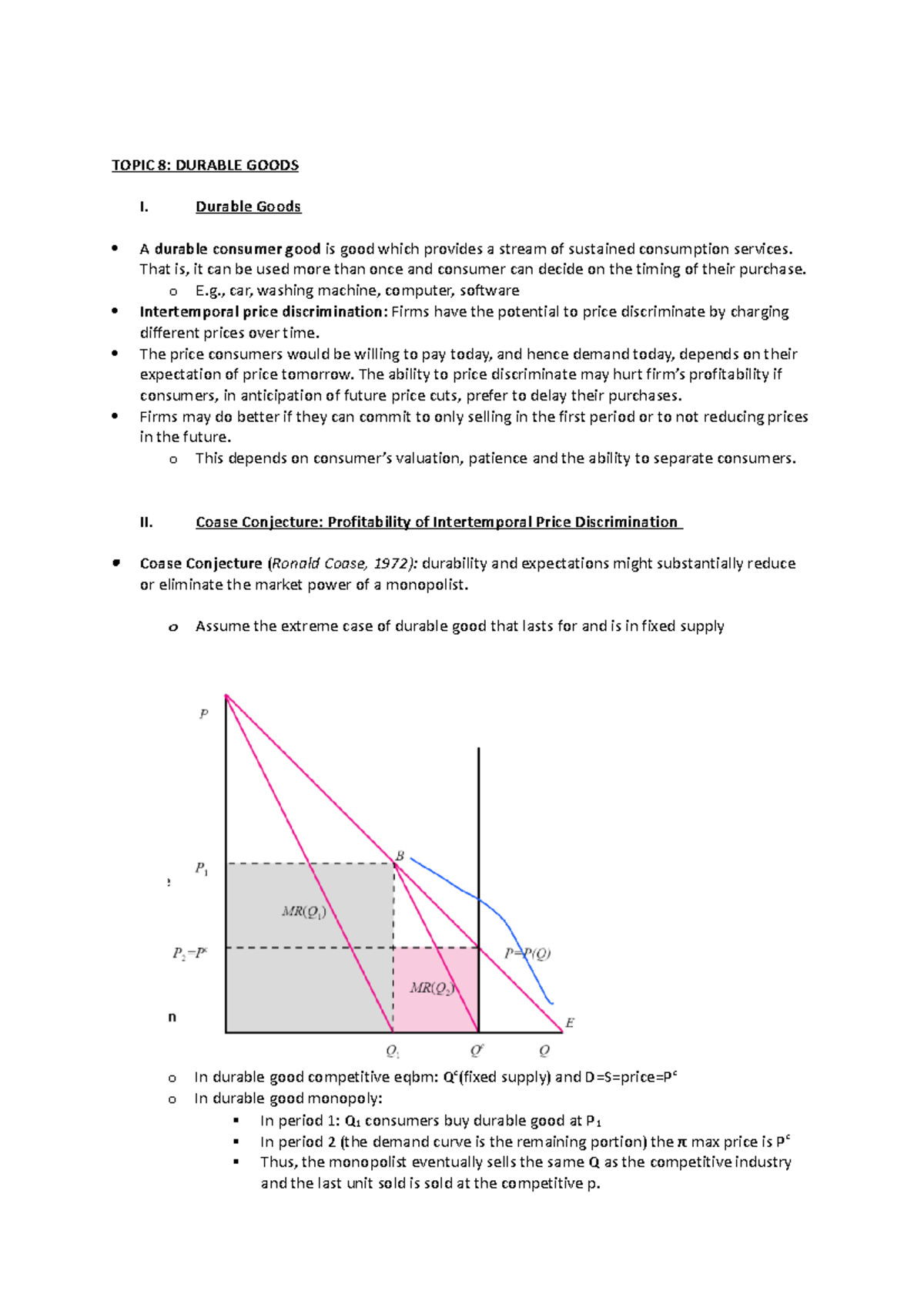 Durable Goods - TOPIC 8: DURABLE GOODS I. Durable Goods A durable ...