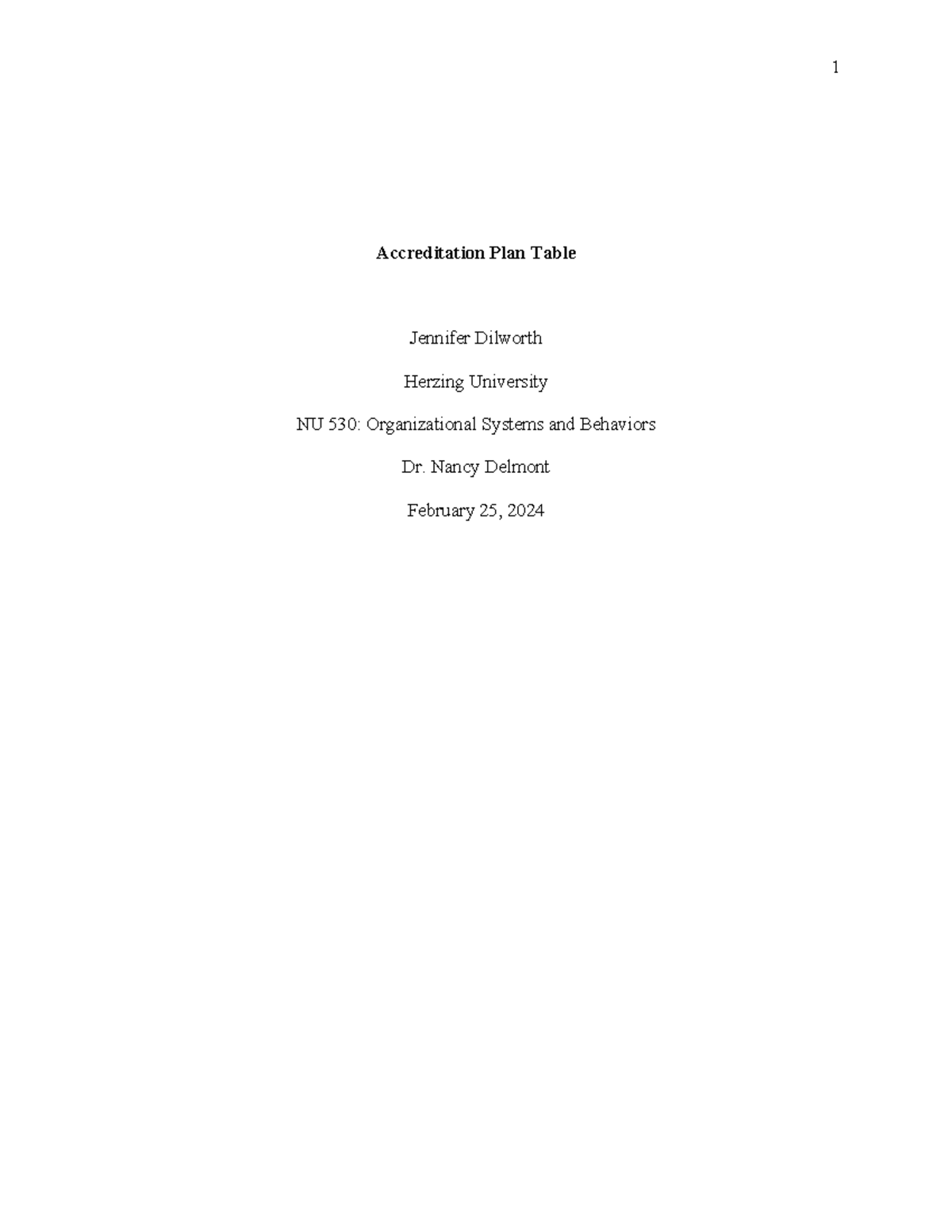 Unit 7 Assignment Accreditation Plan Table - Accreditation Plan Table ...