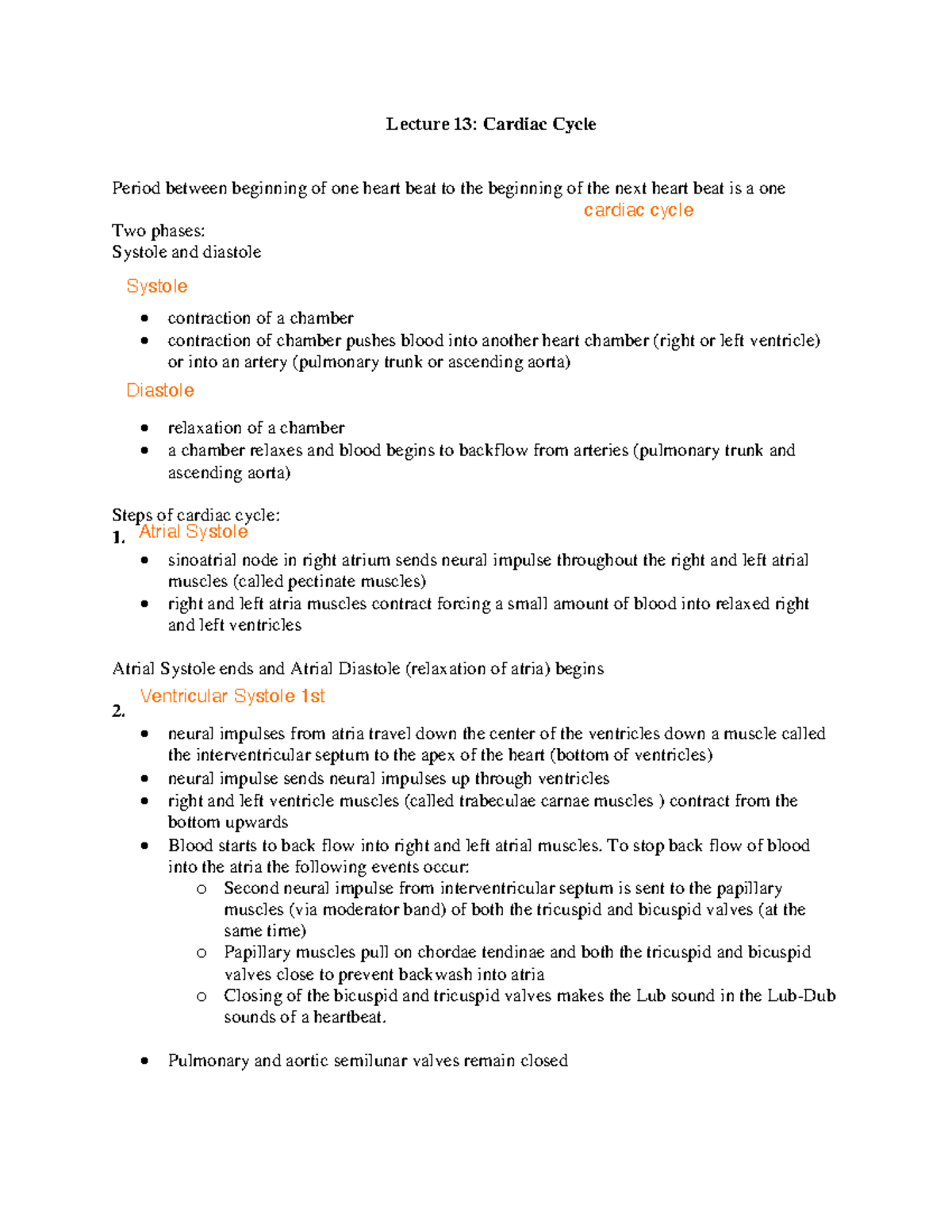 13 lecture outline cardiac cycle - Lecture 13: Cardiac Cycle Period ...