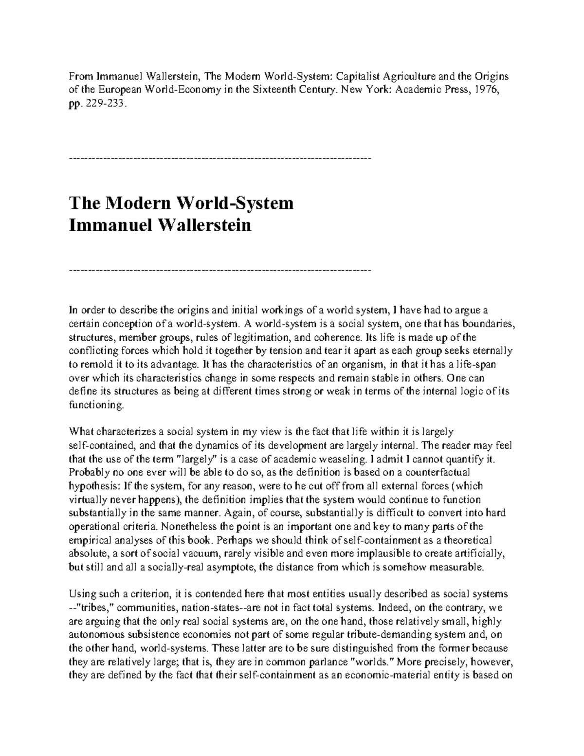The Modern World System - INTR2007 - Wits University - Studocu