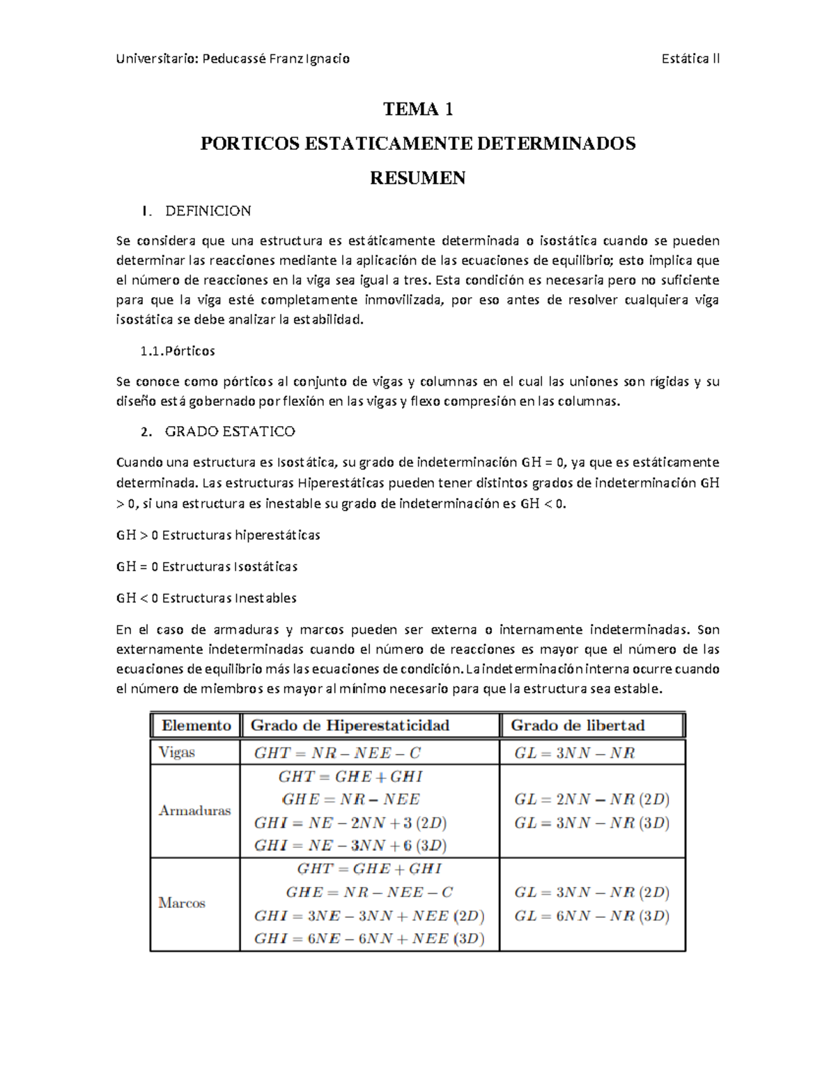TEMA 1 - Warning: TT: undefined function: 32 TEMA 1 PORTICOS ESTATICAMENTE DETERMINADOS RESUMEN ...