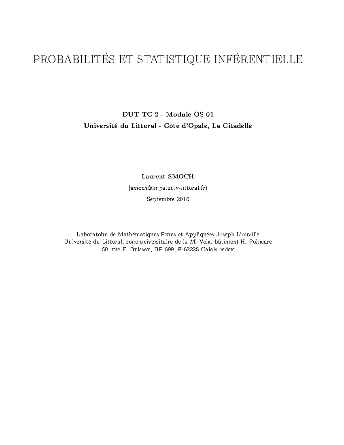Probabilité stat - PROBABILITÉS ET STATISTIQUE INFÉRENTIELLE DUT TC 2 ...