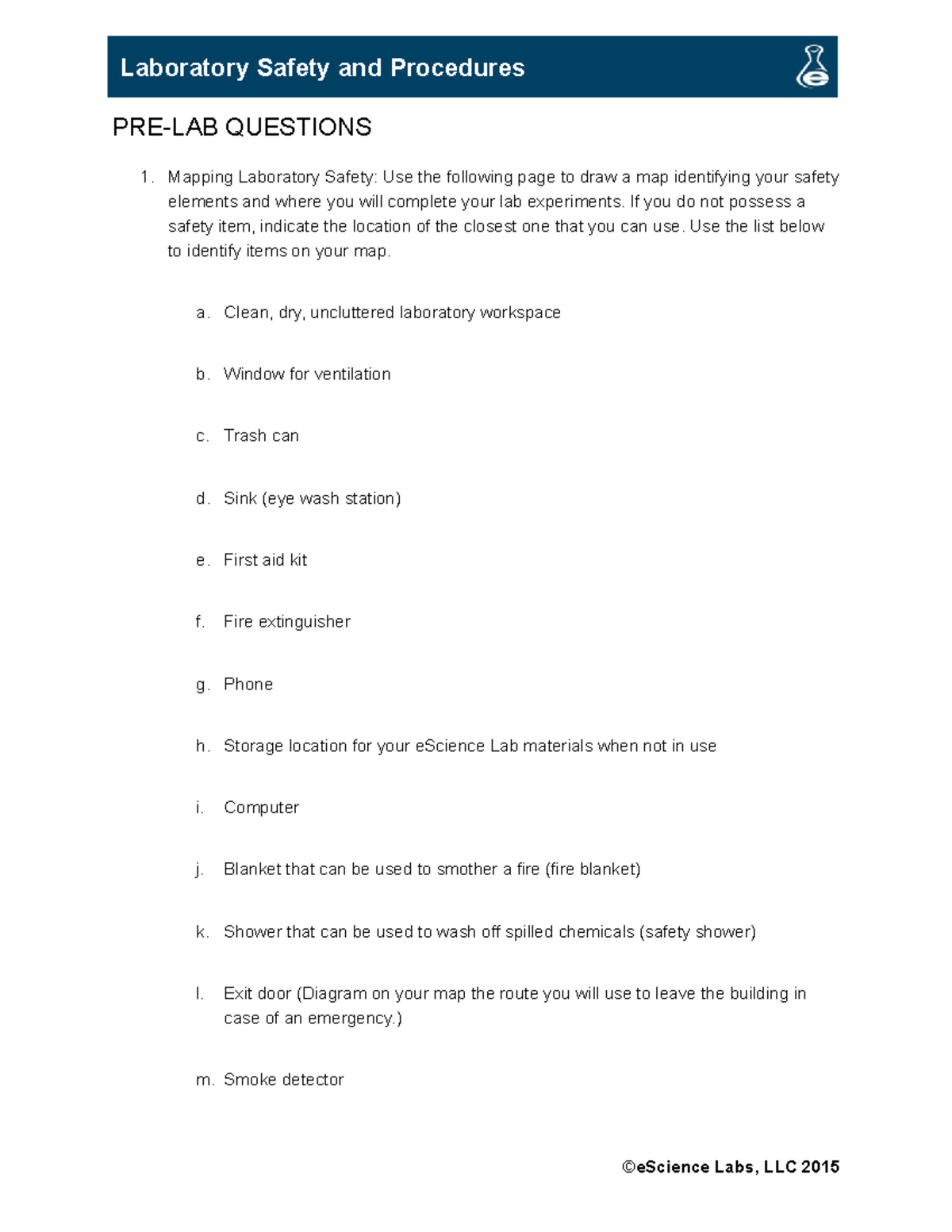 Lab1 - lab 1 - PRE-LAB QUESTIONS Mapping Laboratory Safety: Use the ...