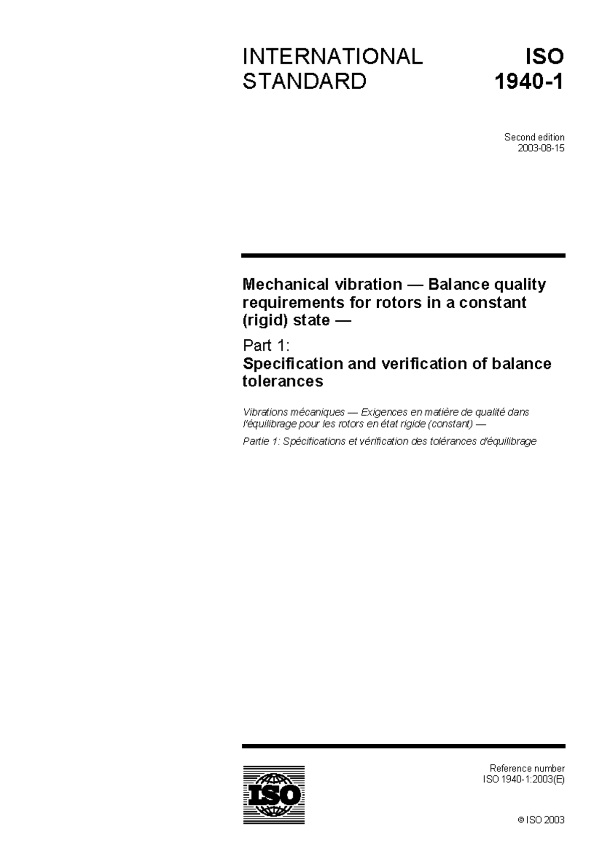 ISO 1940-1 - LKV - Reference number ISO 1940-1:2003(E) © ISO 2003 ...