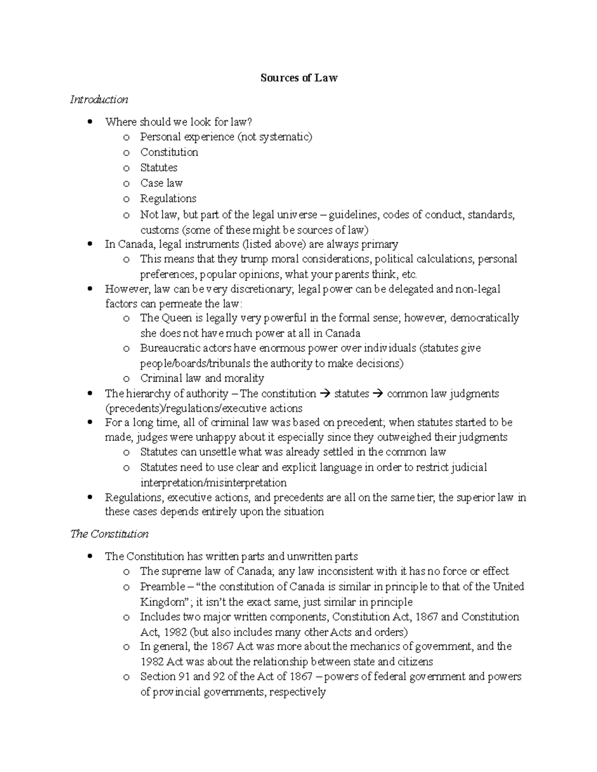 Unit 2 - Sources of Law - Lecture notes 2 - Sources of Law Introduction ...