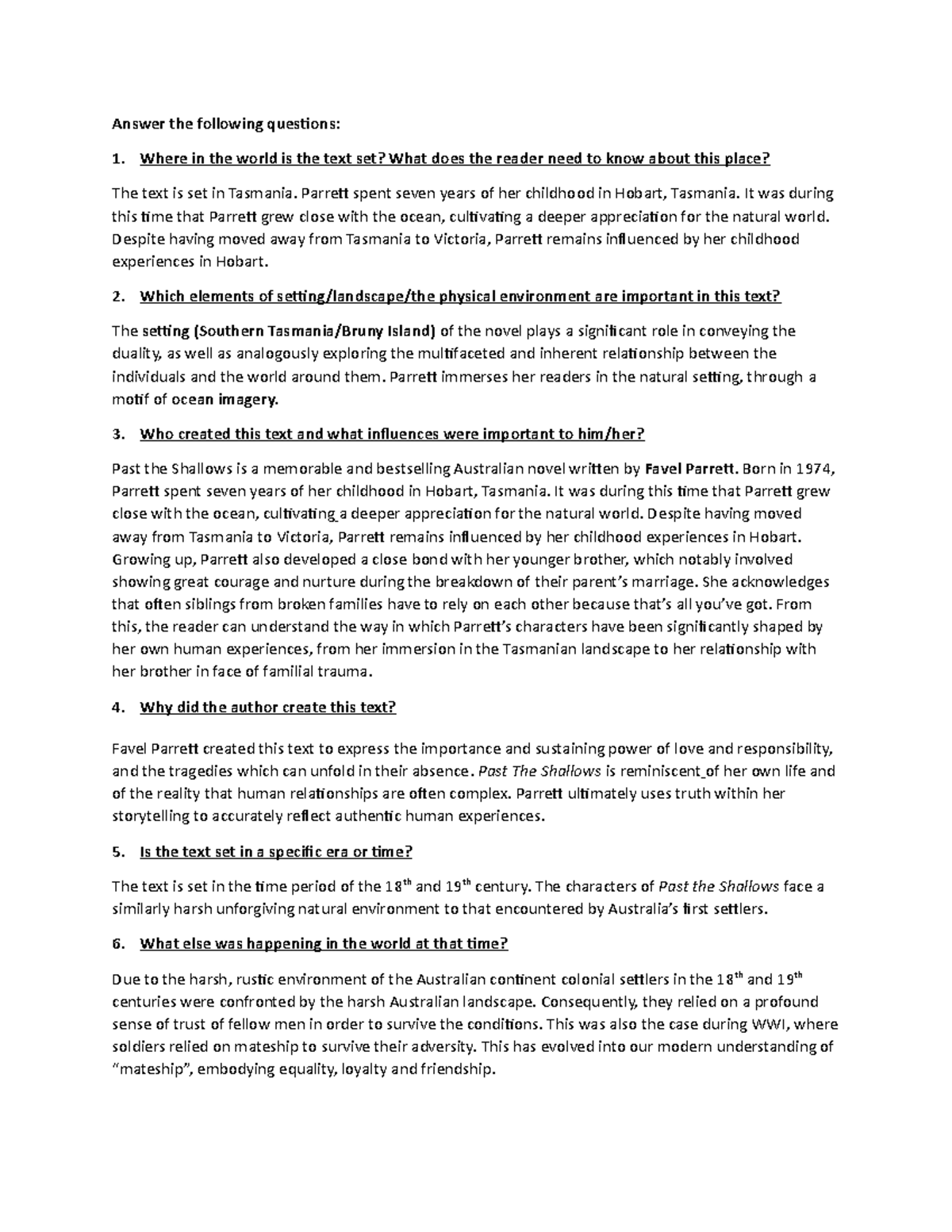 Answer the following questions - Samia - Studocu