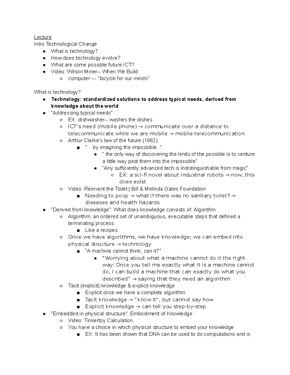 Week 3 Technological Change - Lecture Intro Technological Change What ...