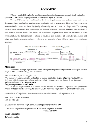 Polymer-1 - Very important notes of polymer chemistry - Polymers ...