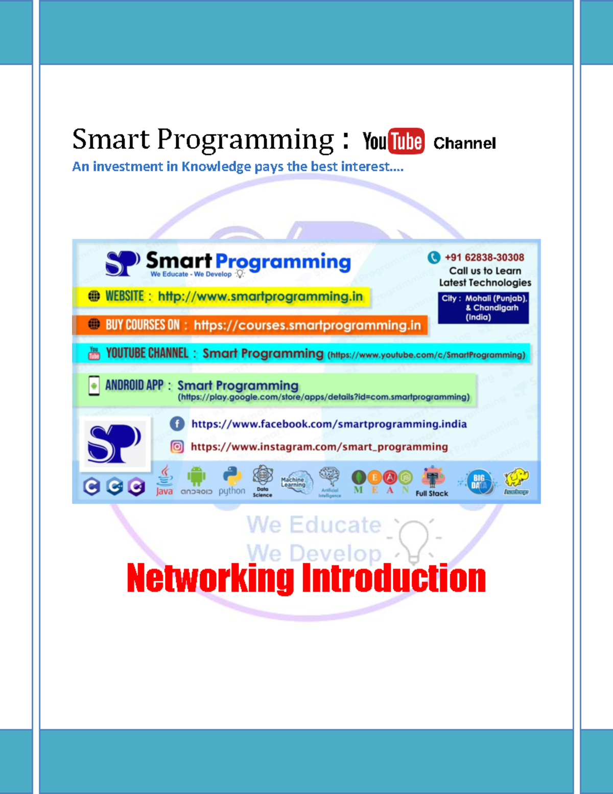 1 - Oop - Smart Programming : Channel An investment in Knowledge pays the best interest ...