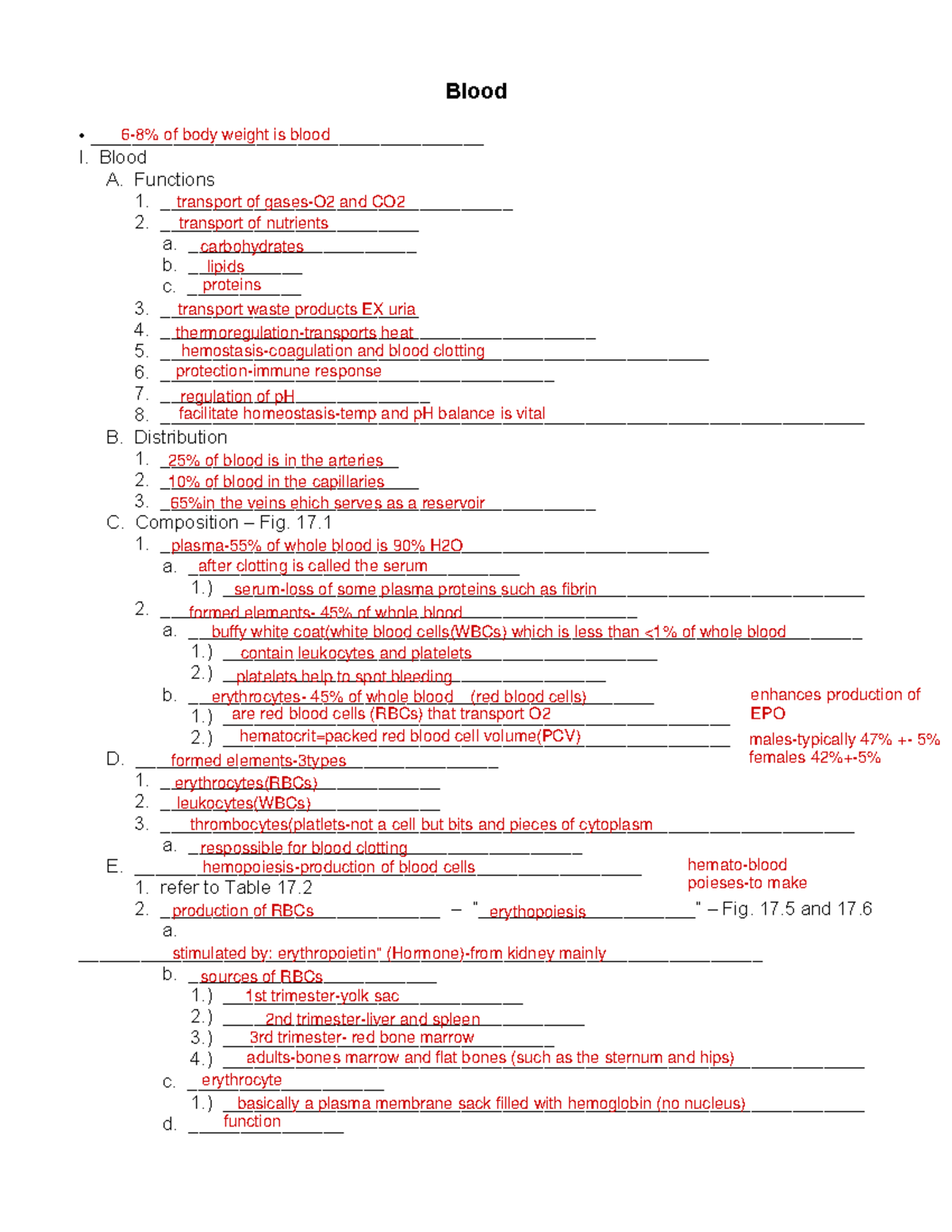 Blood Student Notes 2-7 - Blood ...
