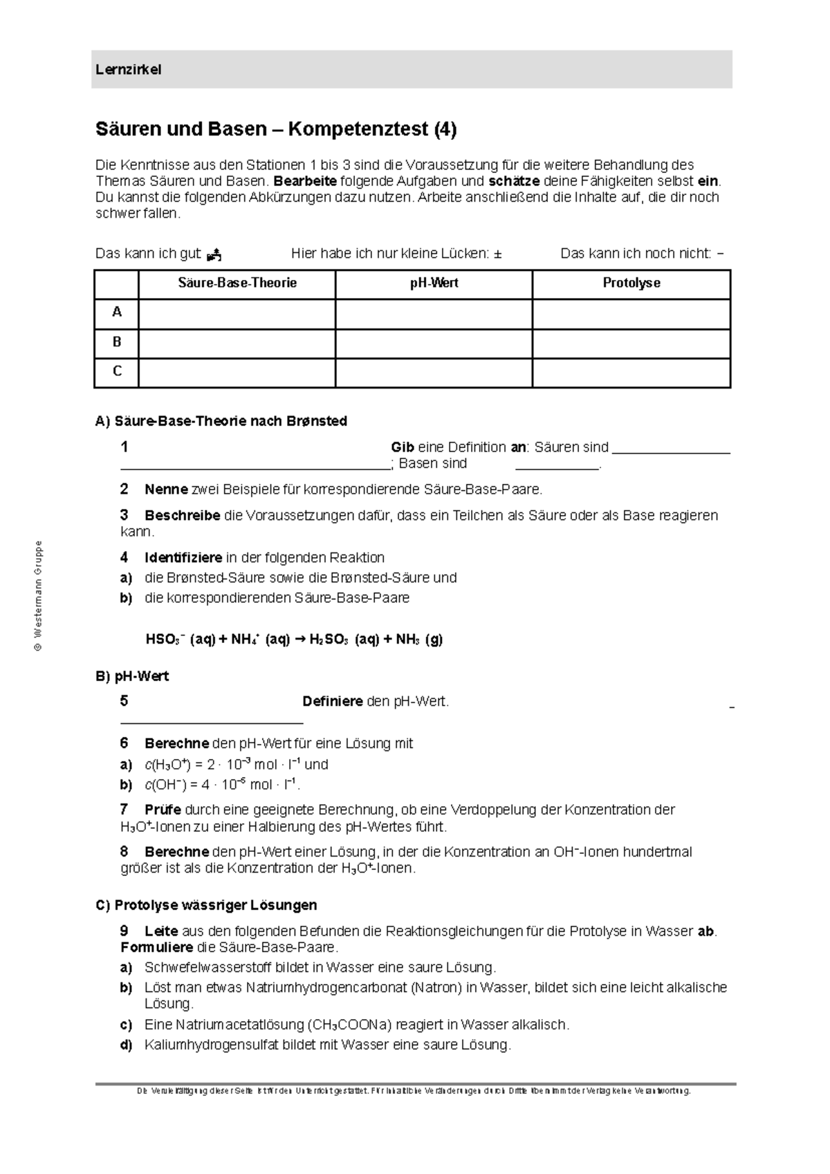 AB5 - Practice materials - © Westermann Gruppe Lernzirkel Säuren und ...