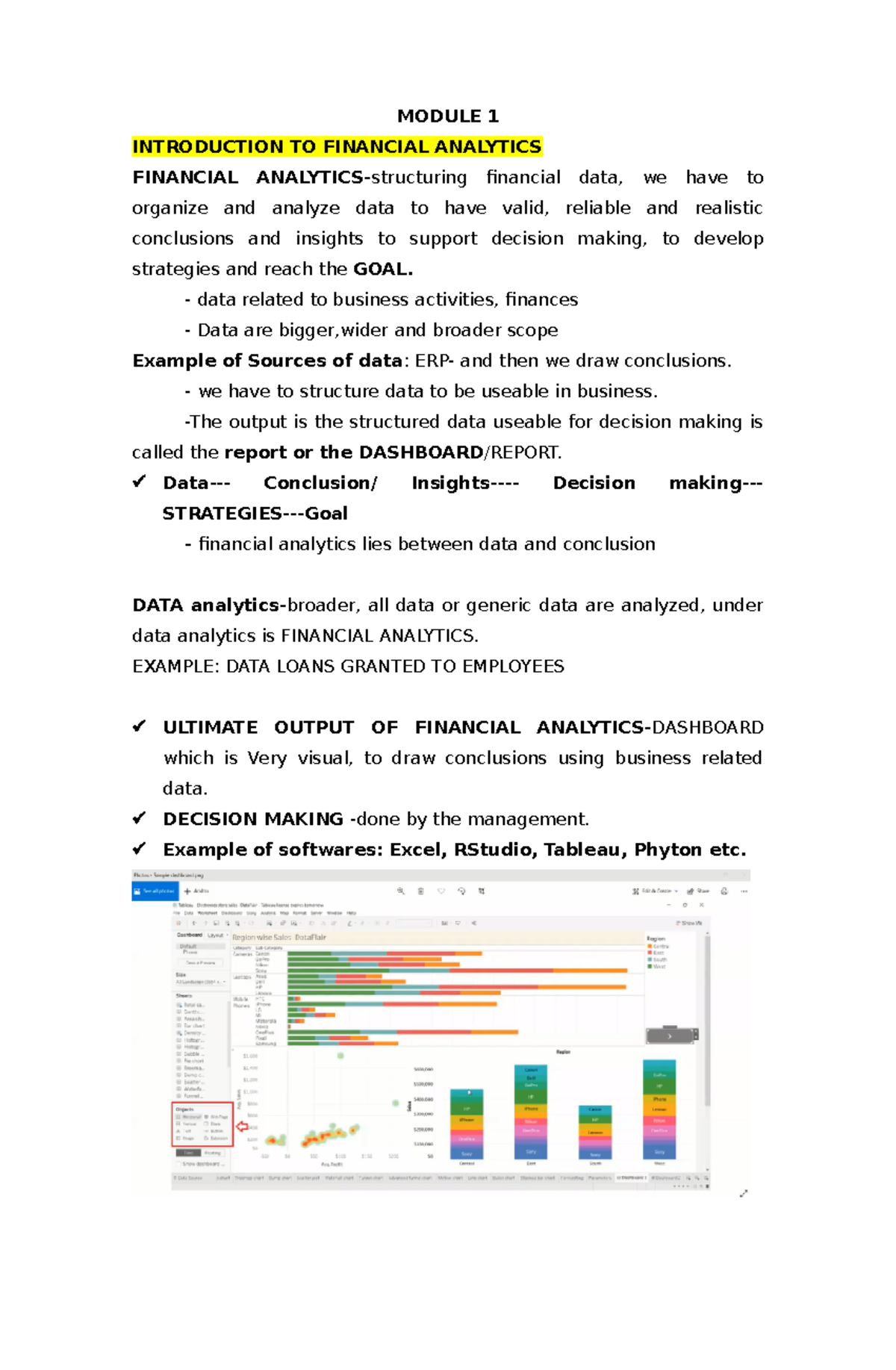 Module 1- Intro TO Financial Analytics - MODULE 1 INTRODUCTION TO ...