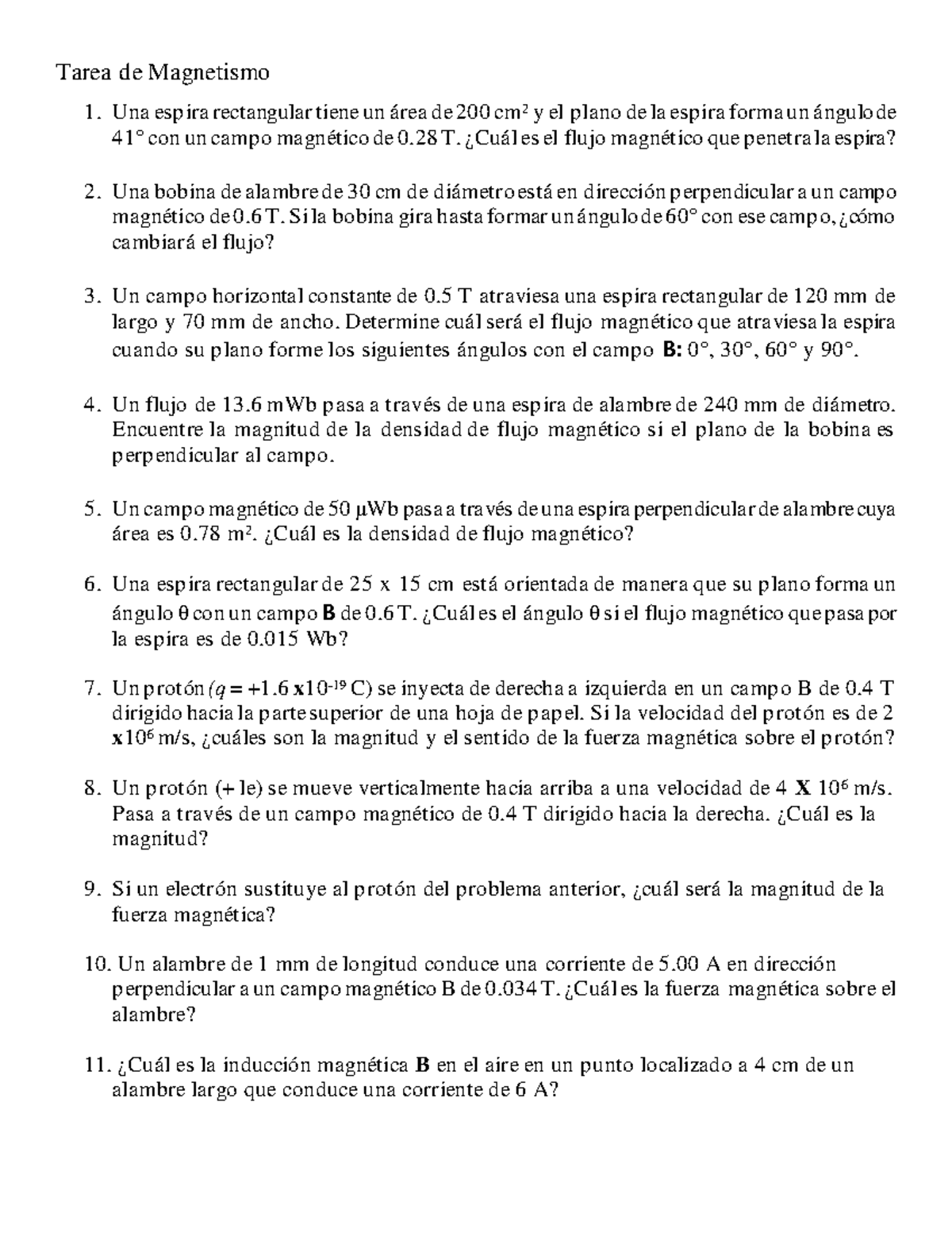 Magnetismo electromagnético - Tarea de Magnetismo Una espira ...