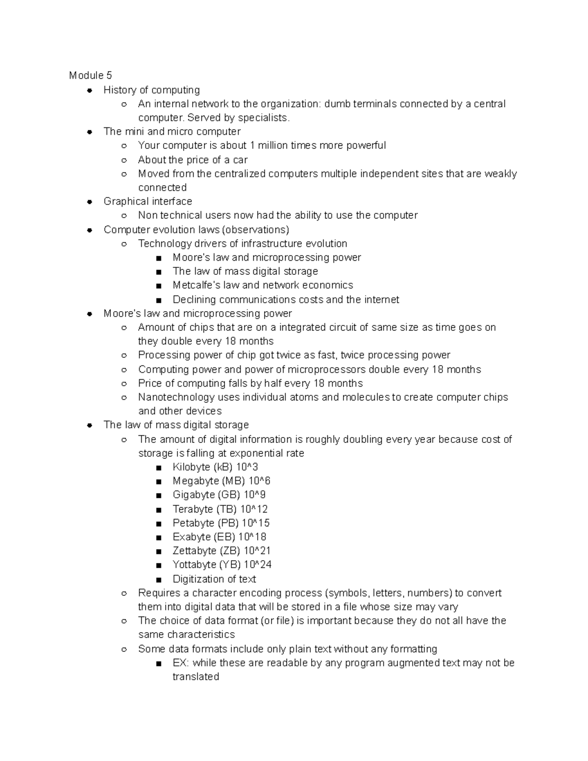 BUS 345- WEEK 5 - history of computing - Module 5 History of computing An internal network to ...