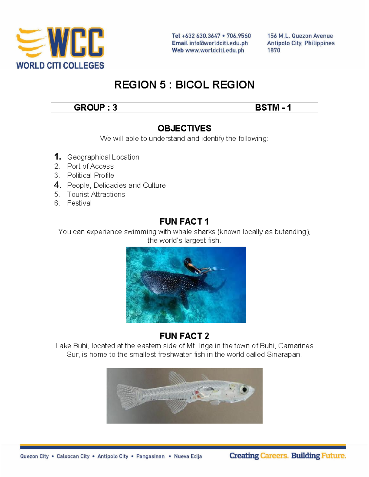 Region 5 Bicol - REGION 5 : BICOL REGION GROUP : 3 BSTM - 1 OBJECTIVES ...