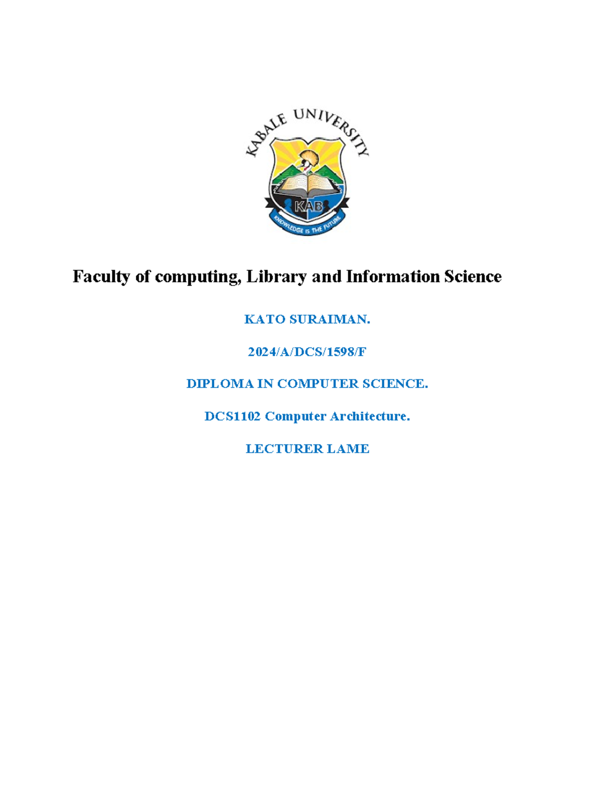 Course work template - Computer science - Faculty of computing, Library ...