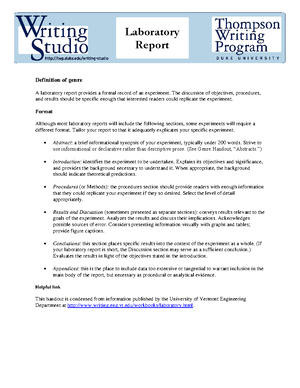 Mechanical Engineering Lab Report Sample - Student Writing Guide Lab ...