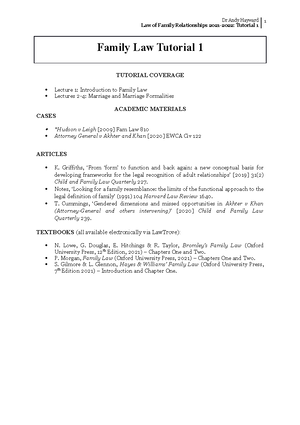 Family LAW Tutorial 5 2023 - Law of Family Relationships 2022-2023 ...