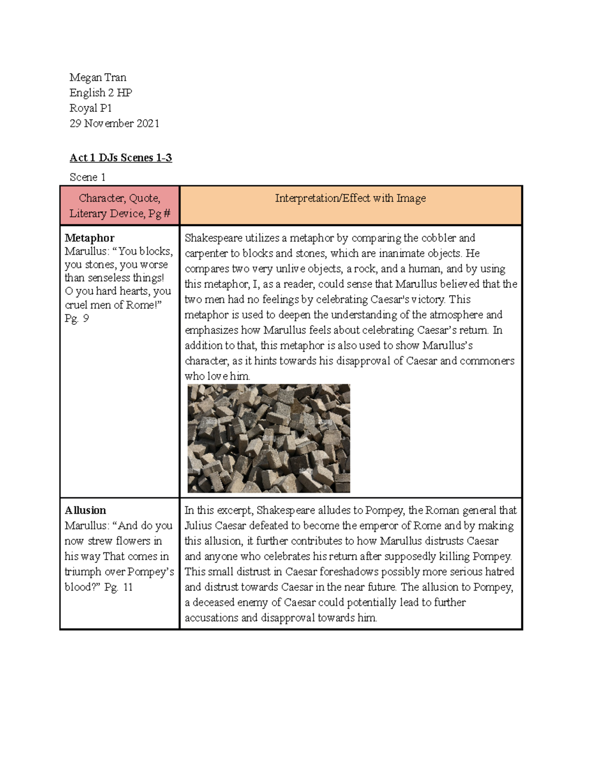 Julius Caesar Act 1 DJs and Vocab - Megan Tran English 2 HP Royal P 29 ...