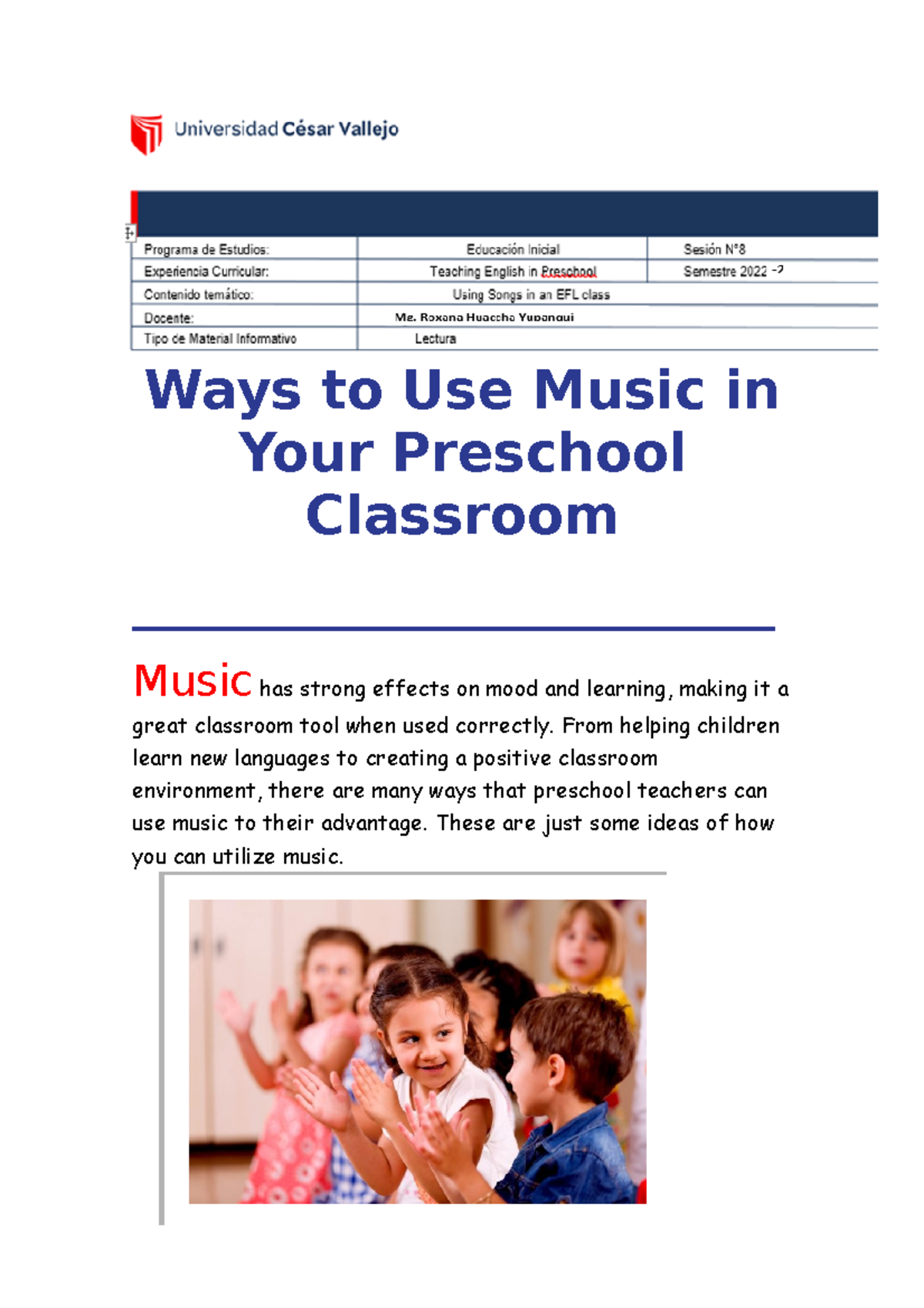 Ways to Use Music in Your Preschool Classroom - Ways to Use Music in ...